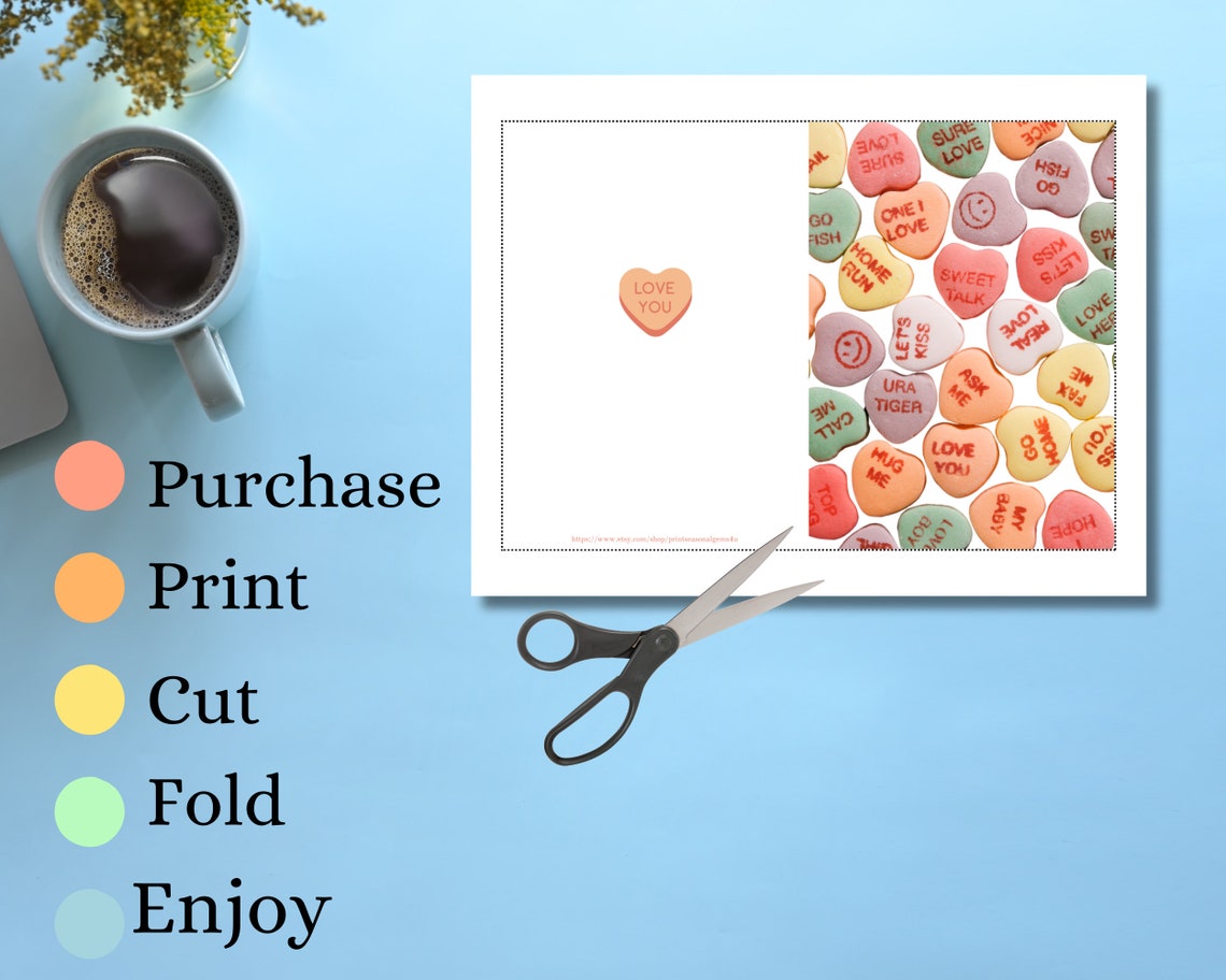 Printable Sweethearts Digital Download Card, Conversation Hearts Cards ...