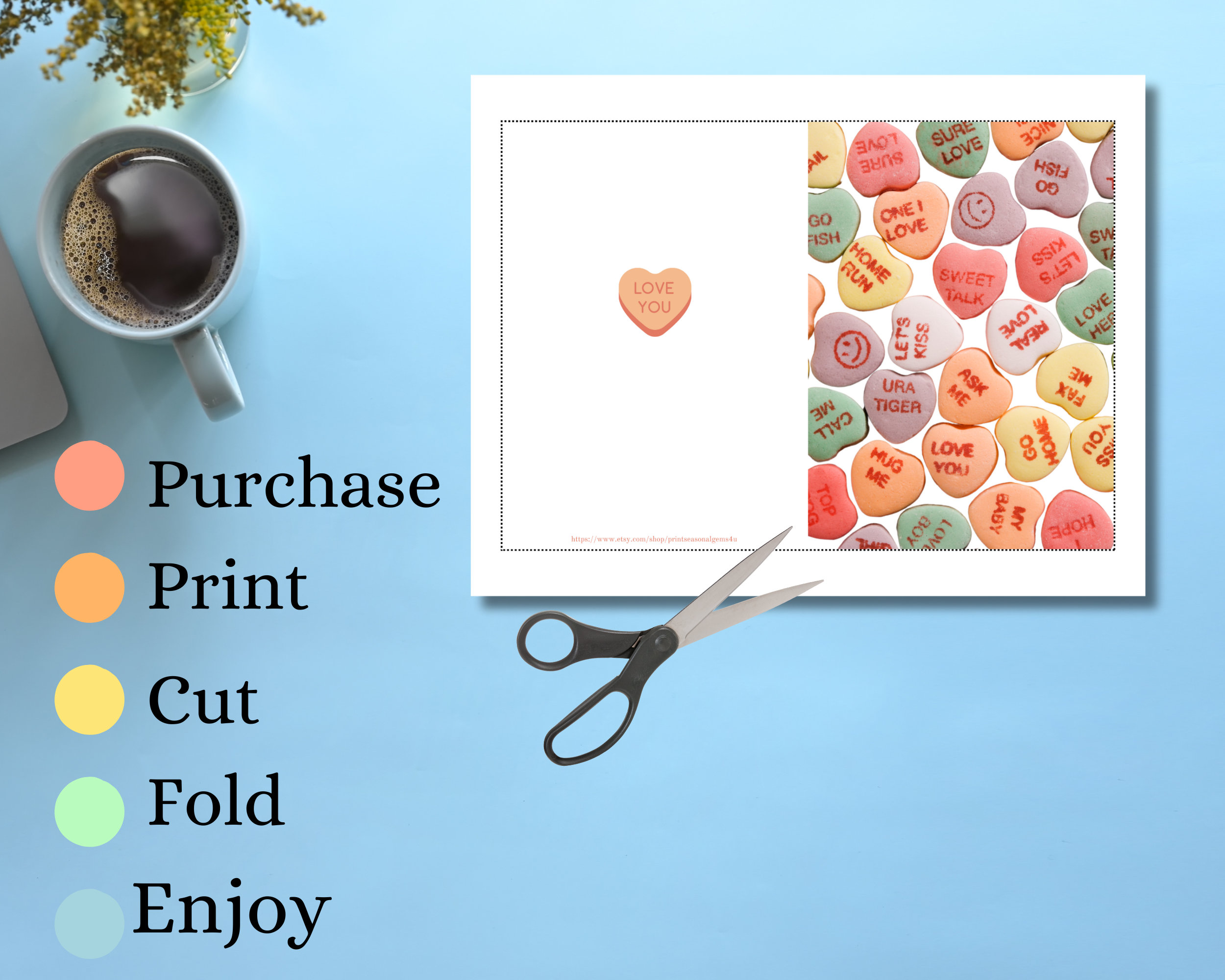 Printable Sweethearts Digital Download Card, Conversation Hearts Cards ...