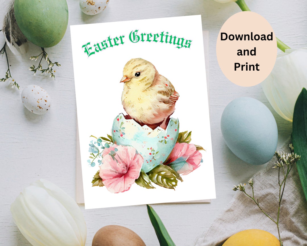 Printable Easter Baby Chick Card, Printable Easter Chick Card, Easter ...