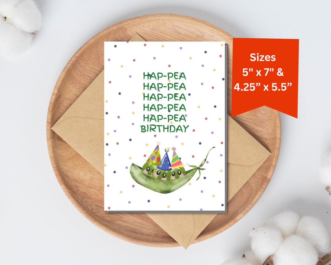 Happy Birthday Funny Pea Printable Card, Peas in a Pod Birthday Card ...