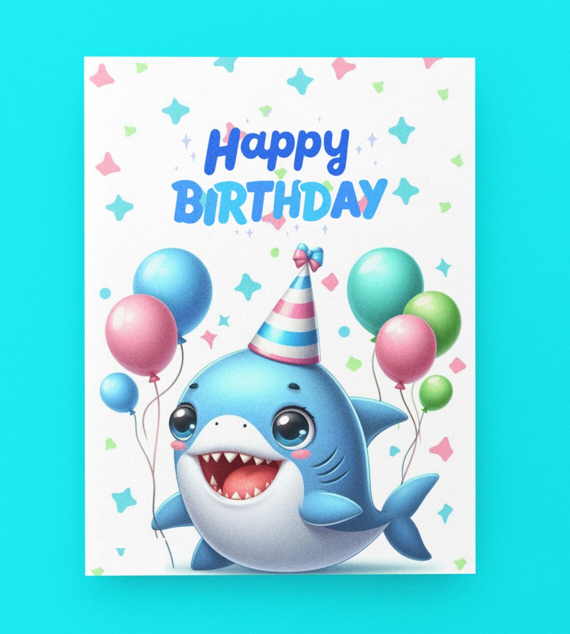 Shark Printable Birthday Card Shark Baby Birthday Card, Printable Card ...