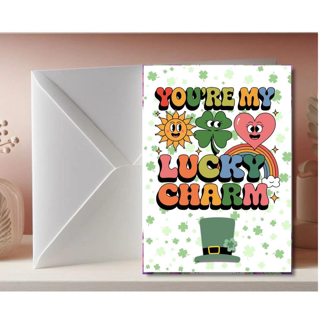 Printable Lucky Charm Card St. Patricks Day Greeting Card Shamrocks ...