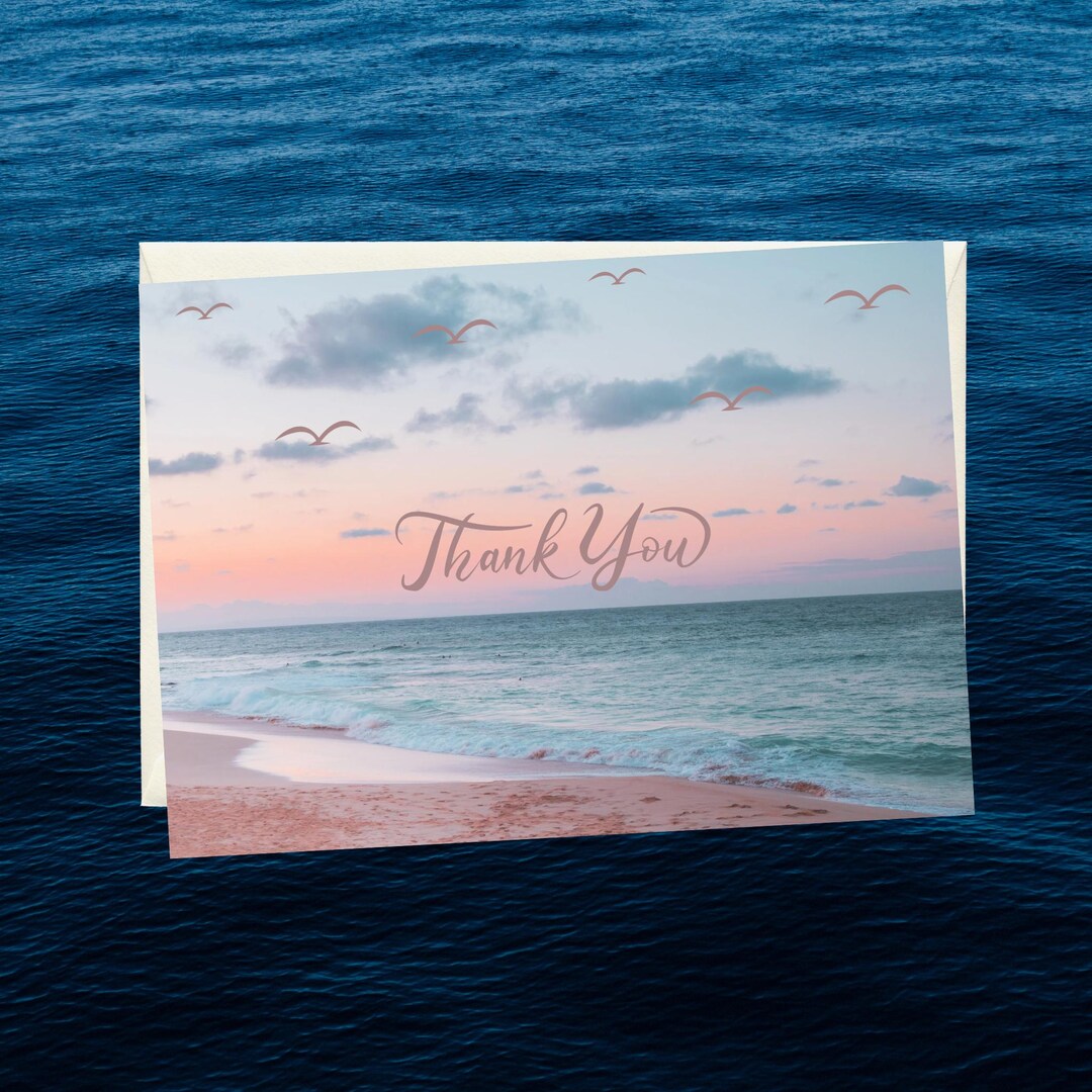 Ocean Beach Thank You Card: Tropical Scene Printable (PDF) - Etsy