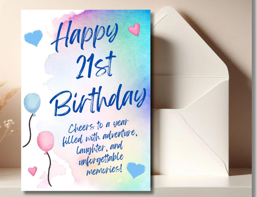 21st Birthday Card Printable Birthday Card Milestone Card 21st Birthday ...