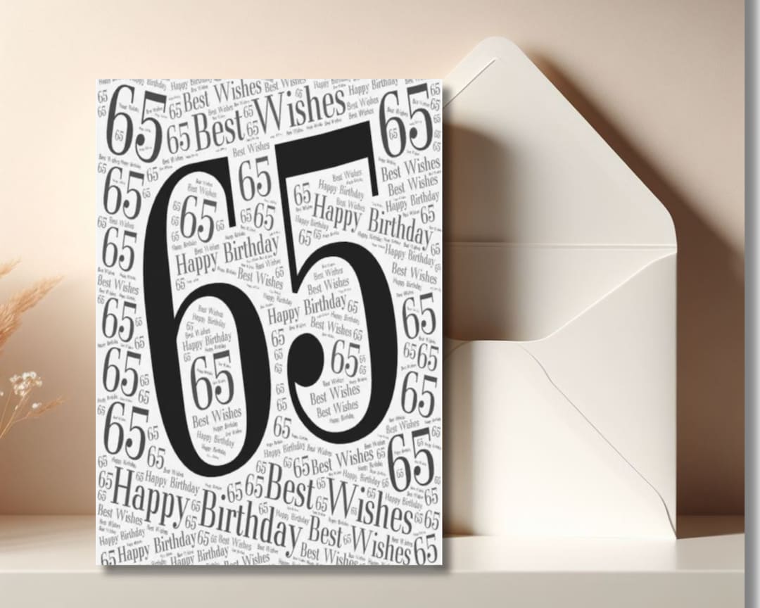 65th Birthday Card, Printable Birthday Card, Milestone Card, 65th ...
