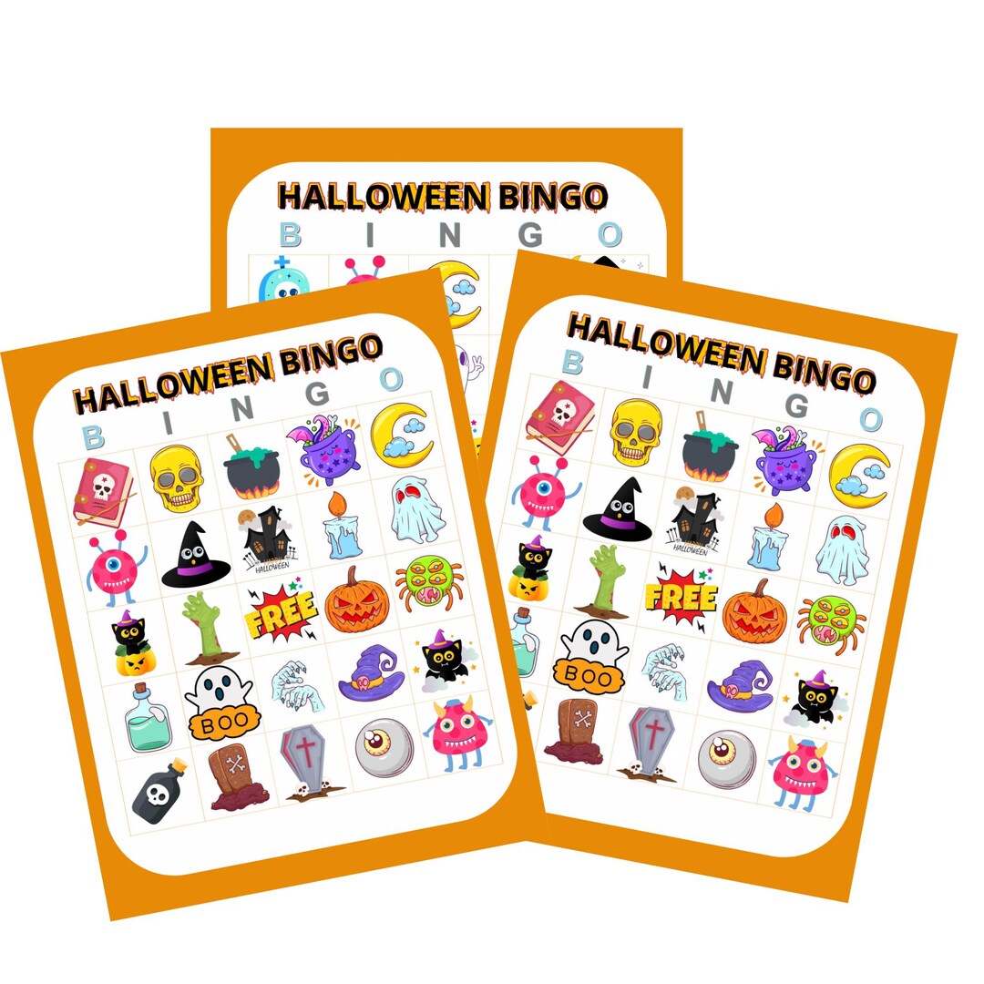 Printable Halloween Bingo Cards Ghost Pumpkins Bingo Cards Bingo Fun ...