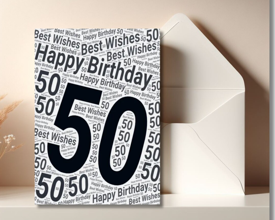 50th Birthday Card, Printable Birthday Card, Milestone Card, 50th ...
