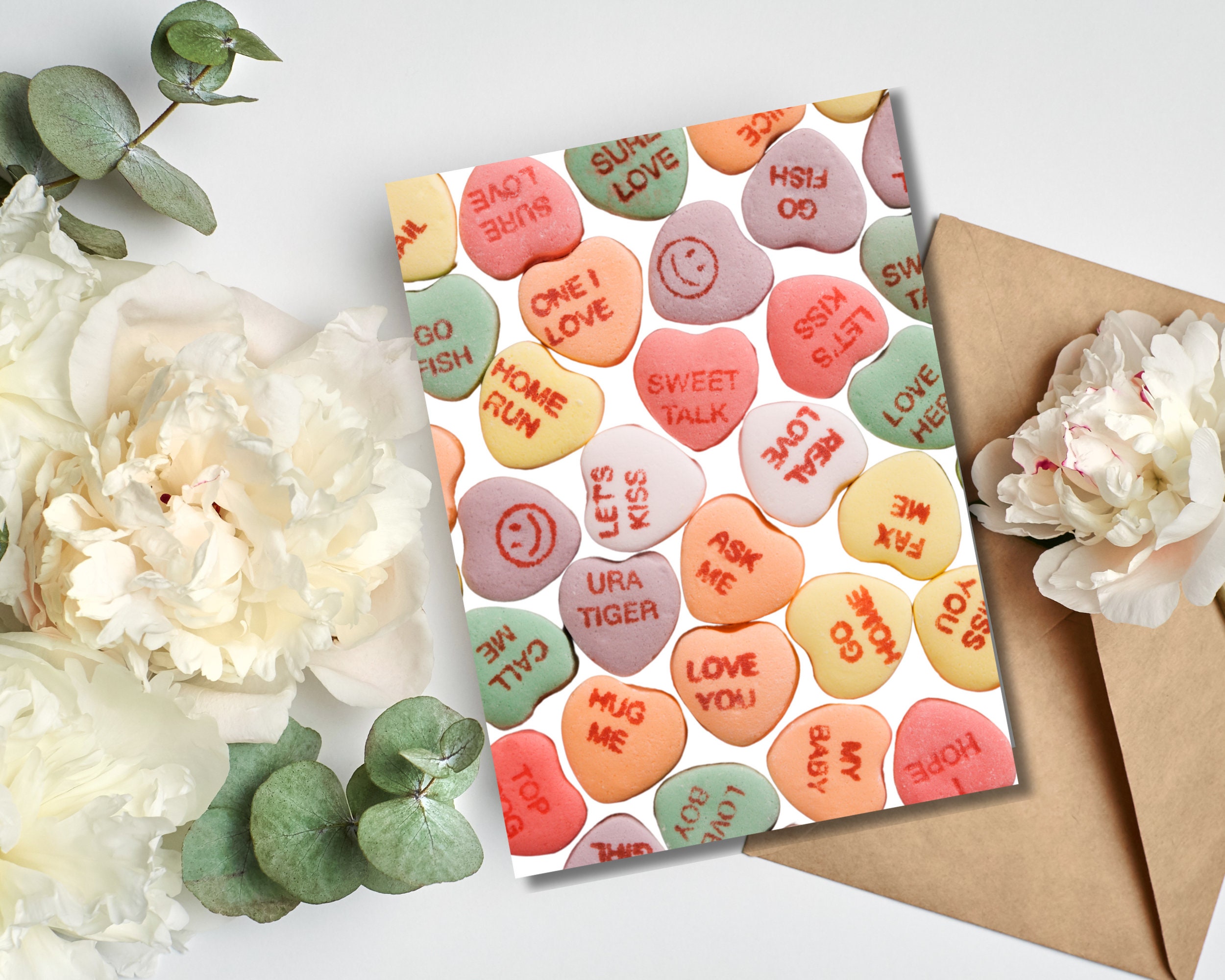 Printable Sweethearts Digital Download Card, Conversation Hearts Cards ...