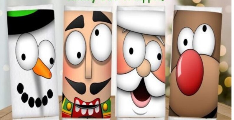 Christmas Chocolate Wrappers Santa Snowman Reindeer Nutcracker Wrappers ...