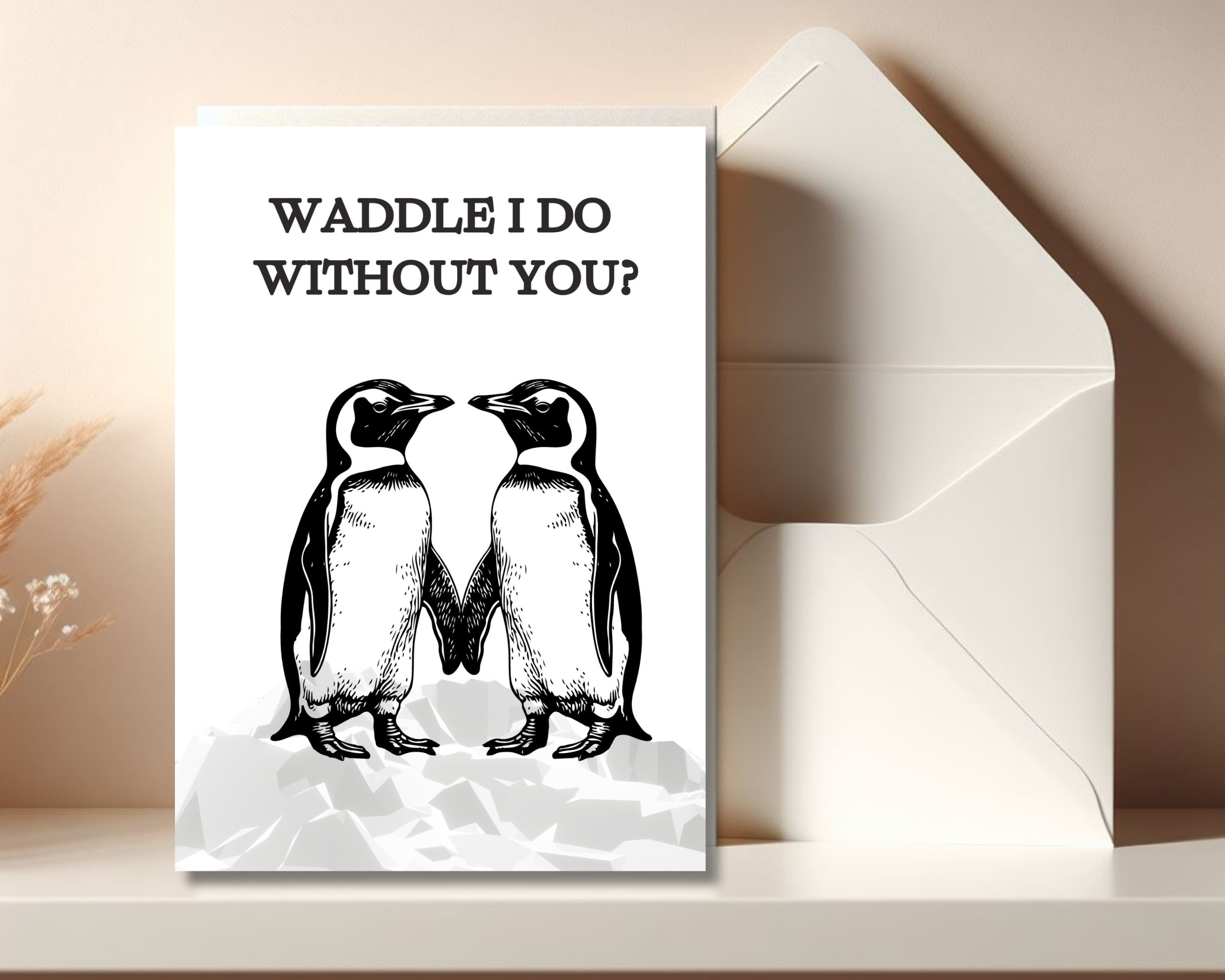 Waddle I Do Without You? Printable Card, Penguins in Love Card ...