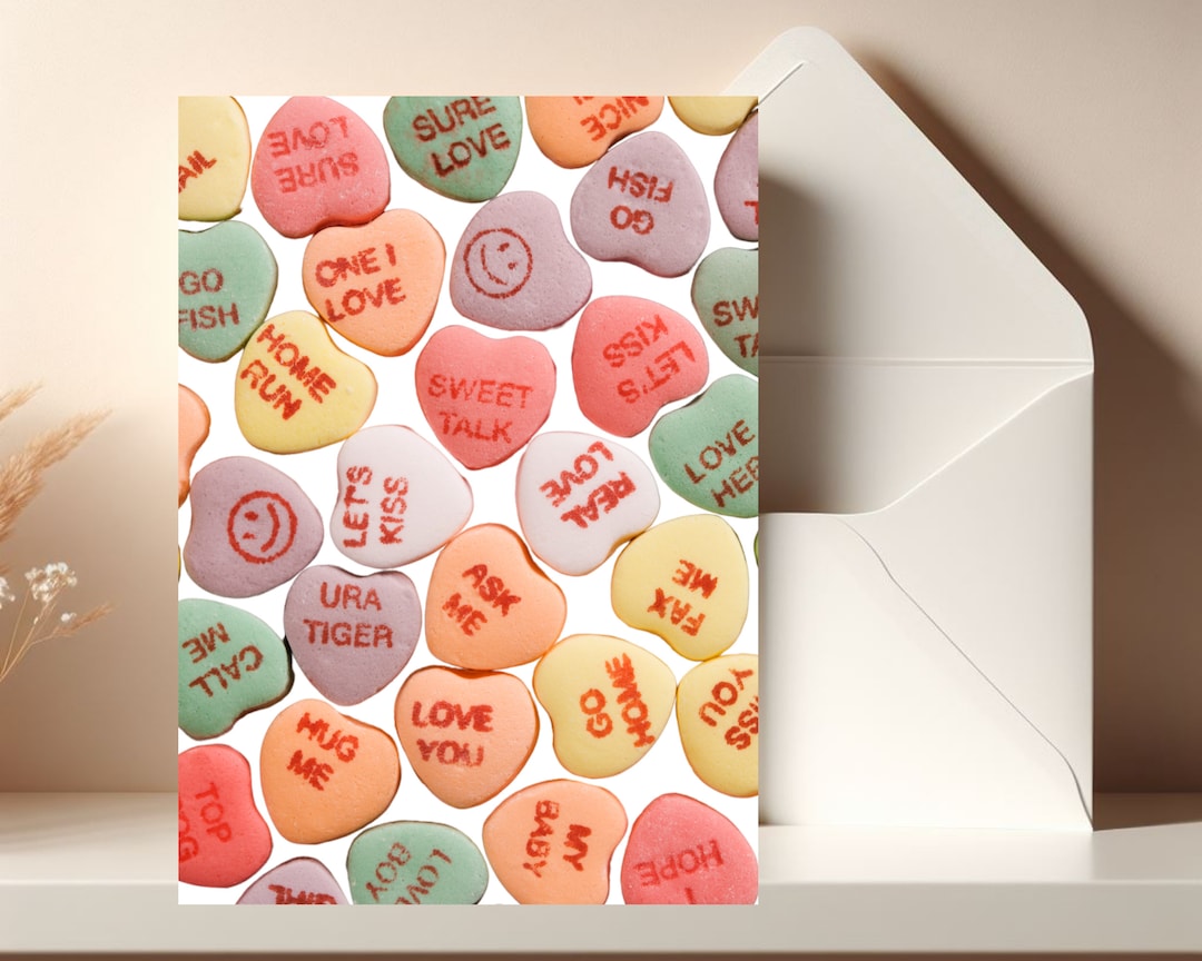 Printable Sweethearts Digital Download Card, Conversation Hearts Cards ...