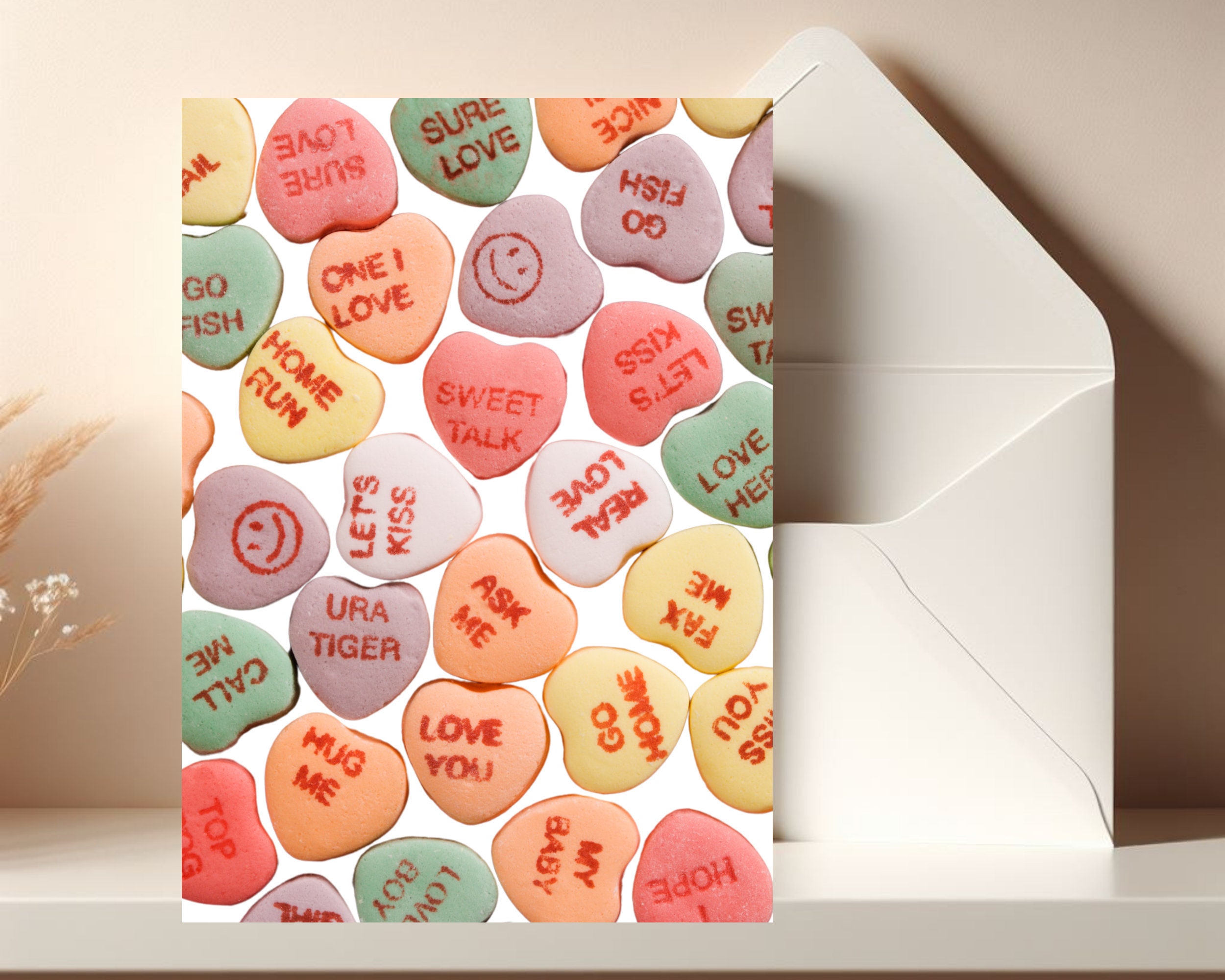 Printable Sweethearts Digital Download Card, Conversation Hearts Cards ...