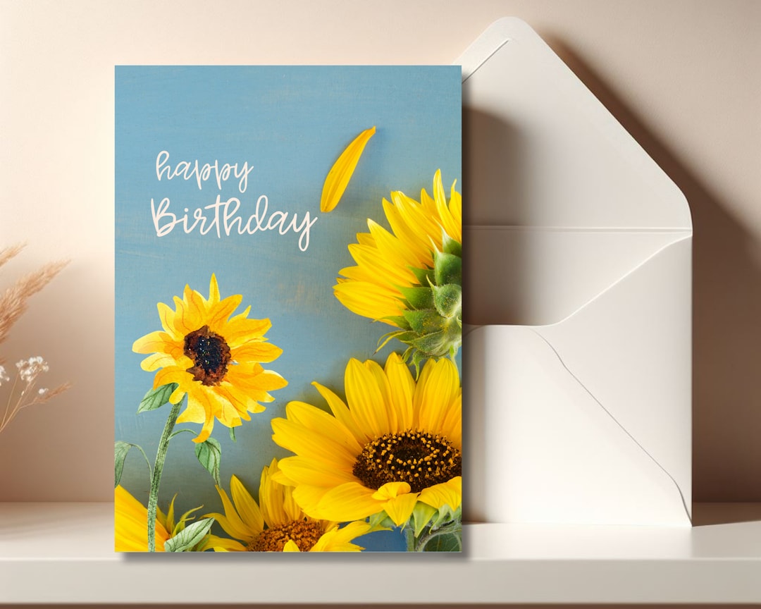 Happy Birthday Sunflower Card, Sunflowers Greeting Card, 5 X7 Printable ...