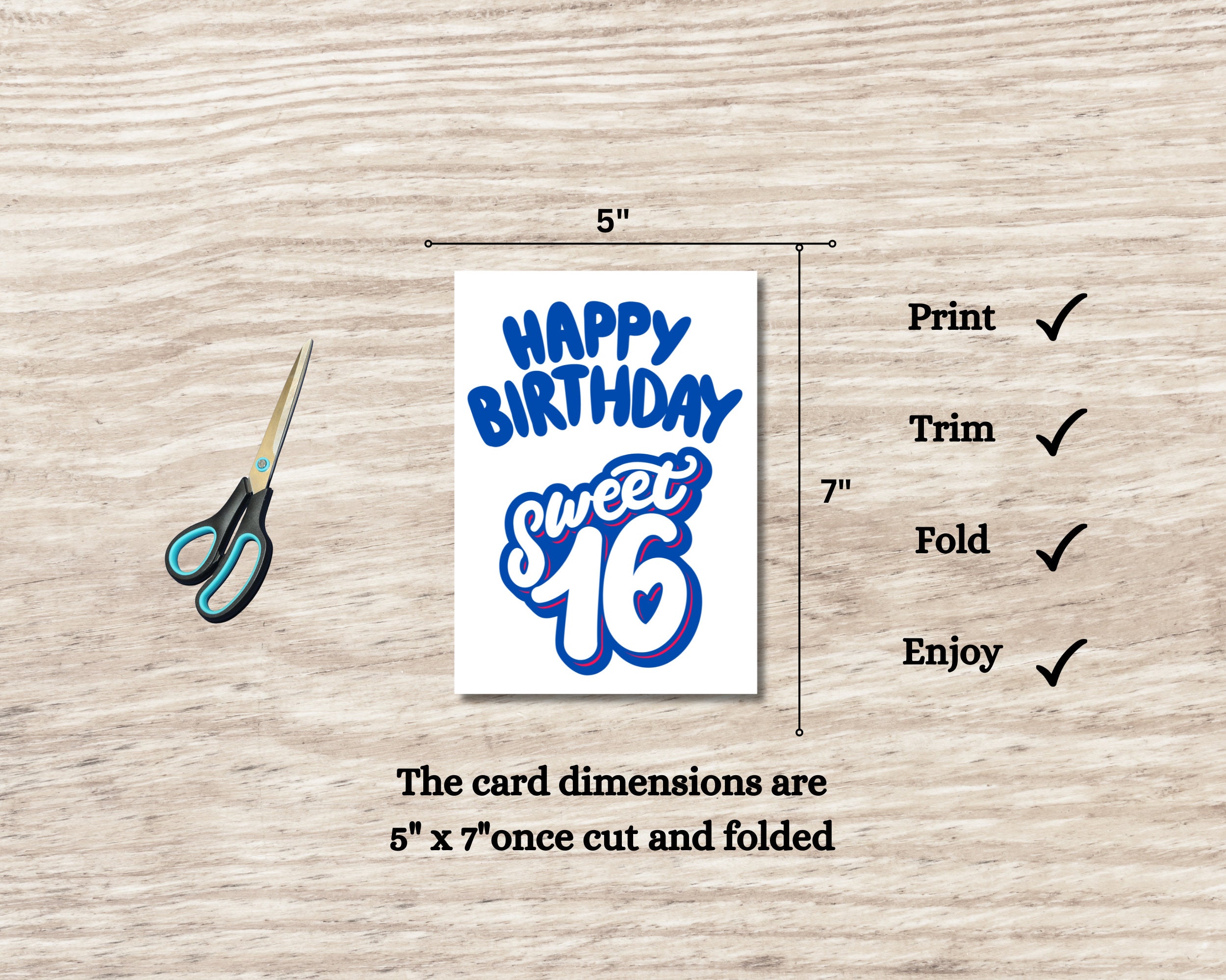 16th Sweet Sixteen Birthday Card, Printable Birthday Card, Milestone ...