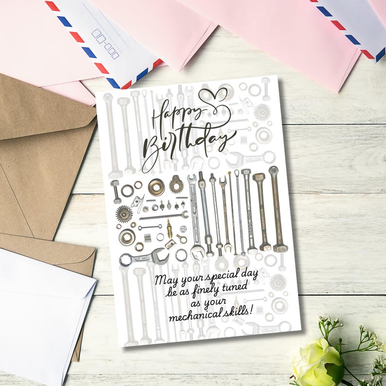 Happy Birthday Mechanic Card Printable Card Instant Download My ...