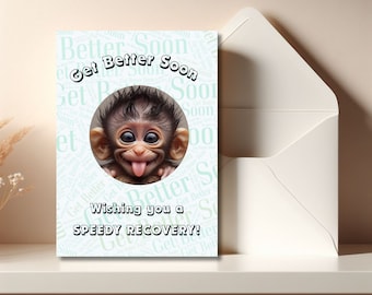 Get Well Soon Monkey DIGITAL / PRINTABLE Card - Etsy