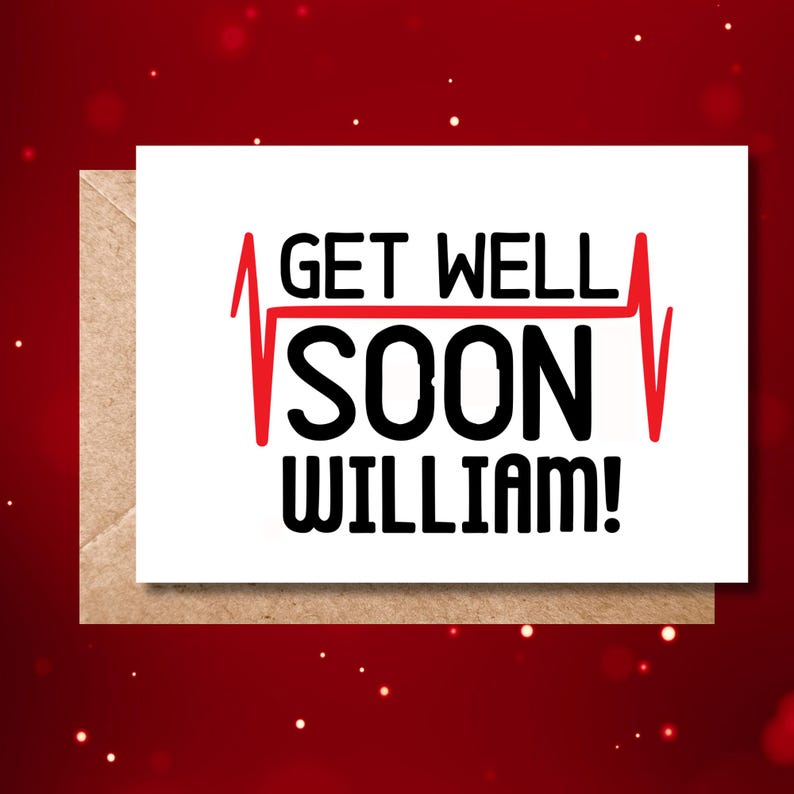 Personalized Get Well Soon Card Heartbeat Get Well Card Cute Get Well ...