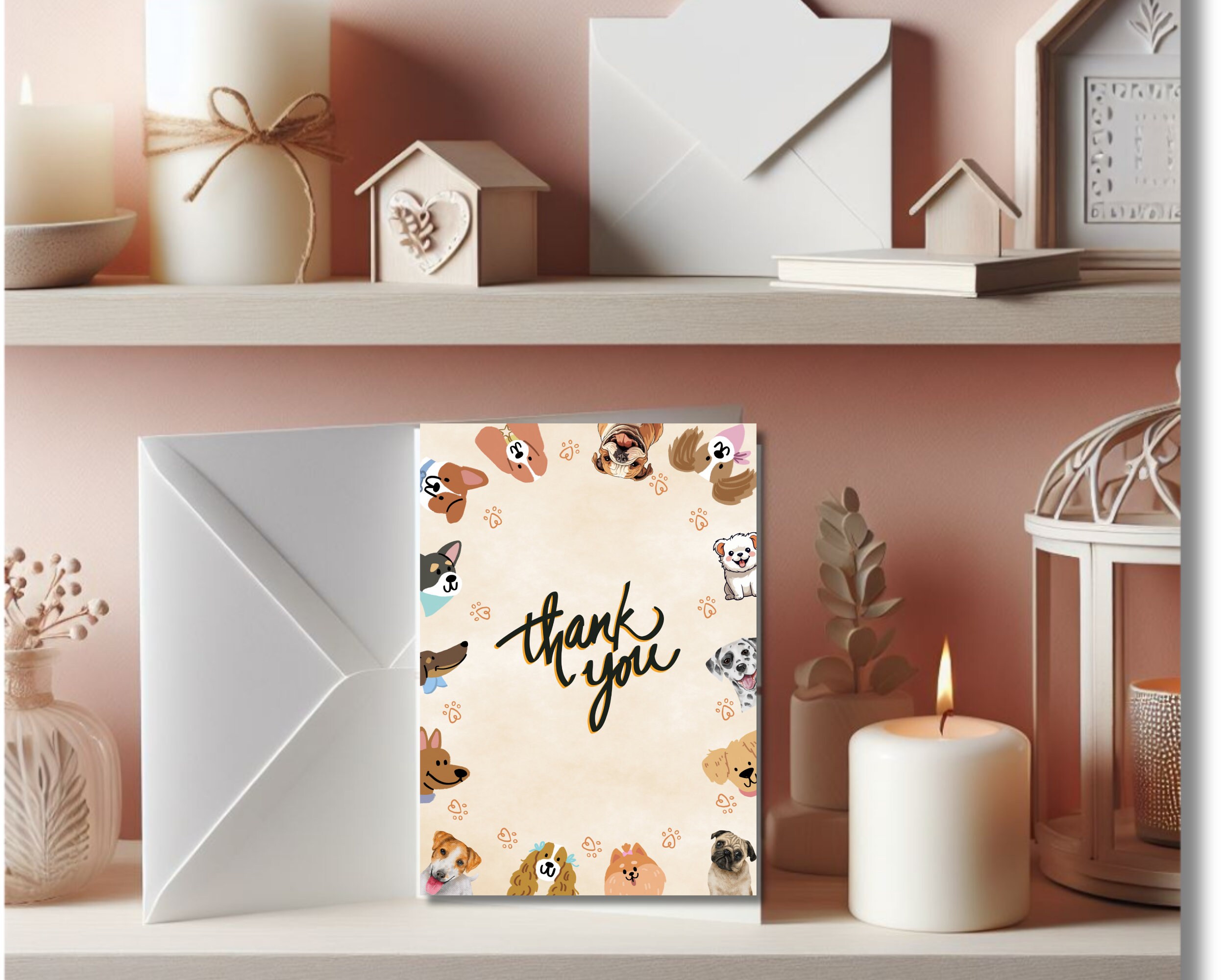 Dog Thank You Card: Puppy Note Card With Envelope (digital Download) - Etsy