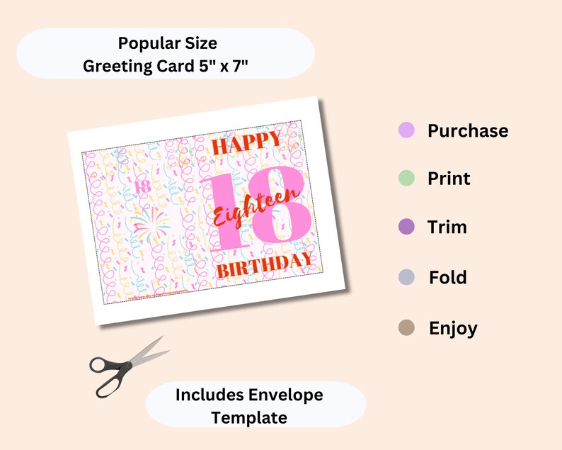 Printable 18th Birthday Card, Birthday Greeting Card, Download 18th ...
