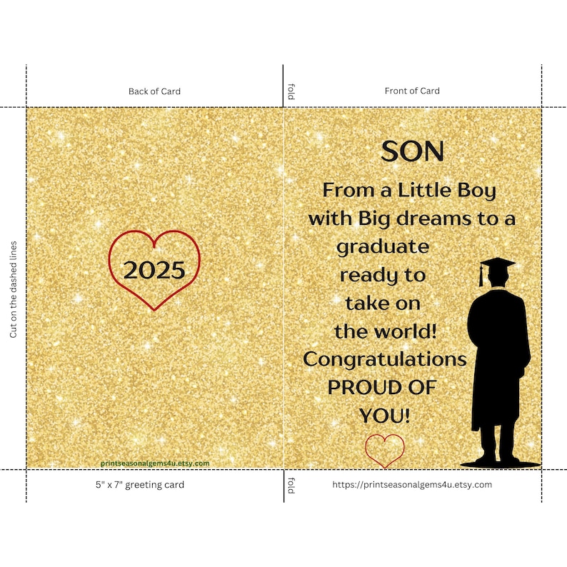 Printable Son Graduation Card I’m Proud of You Card High School or ...
