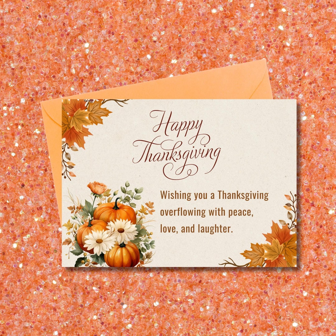 Printable Happy Thanksgiving Greeting Card Heartfelt Poem Card Easy 5 X ...