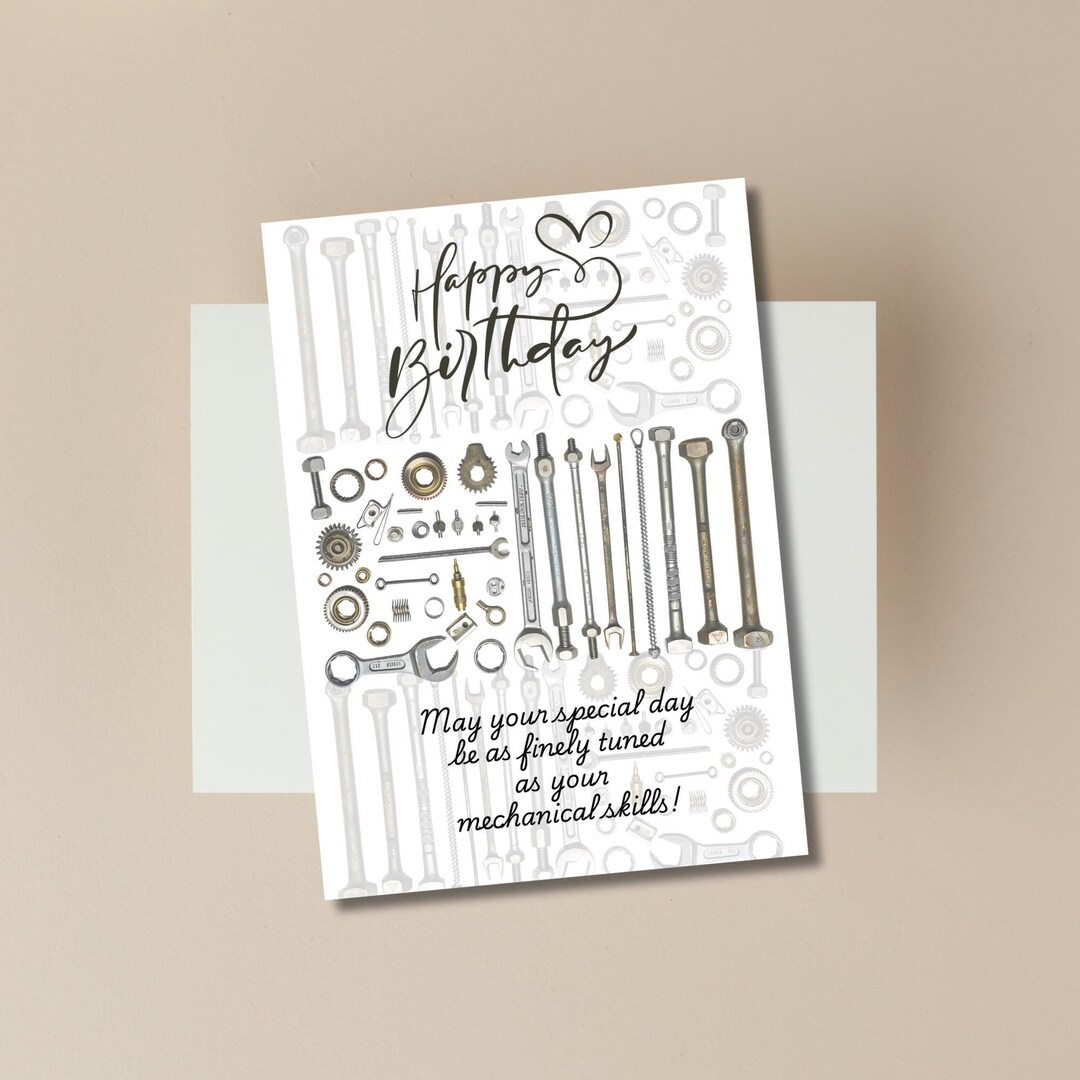 Mechanic Birthday Card: Printable Tools Design (PDF) - Etsy