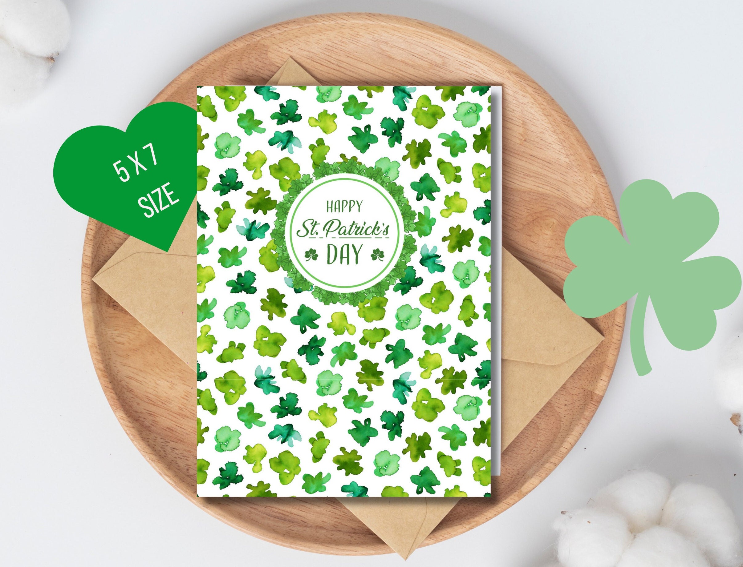 Printable Shamrocks on Front and Back of Card, Happy St. Patricks Day ...