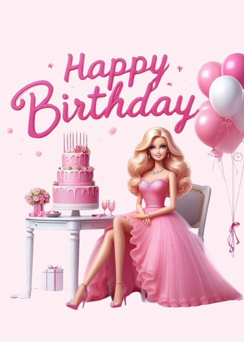 Fashion Doll Birthday Card: Girl's Pink Party (printable) - Etsy