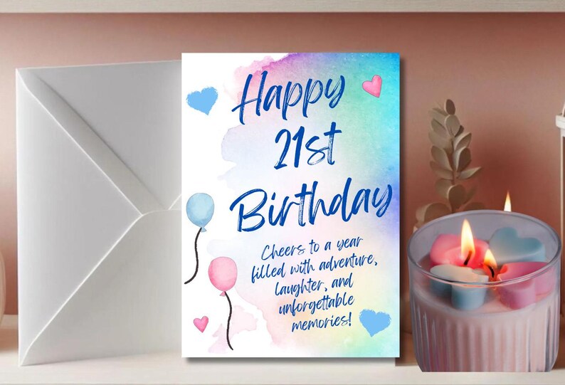 21st Birthday Card Printable Birthday Card Milestone Card 21st Birthday ...
