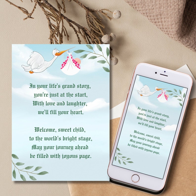 Printable E-card Congratulations Birth or Baby Shower Card Birth Card ...