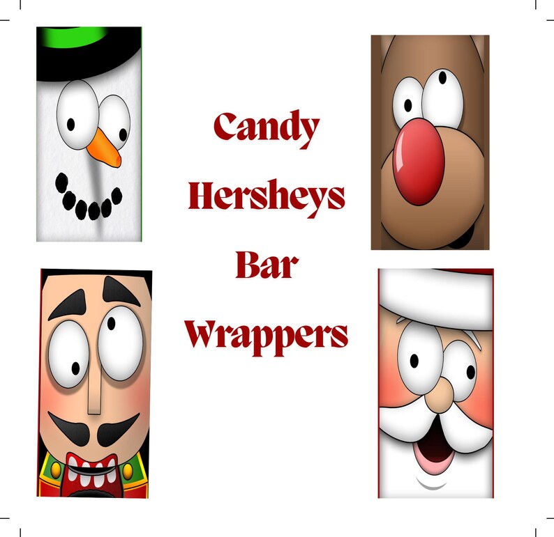 Christmas Chocolate Wrappers Santa Snowman Reindeer Nutcracker Wrappers ...