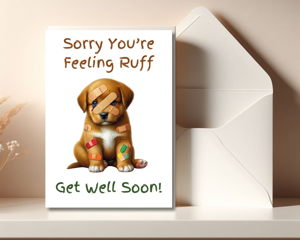 Printable Dog Get Well Card, Cute Puppy Design (PDF) - Etsy
