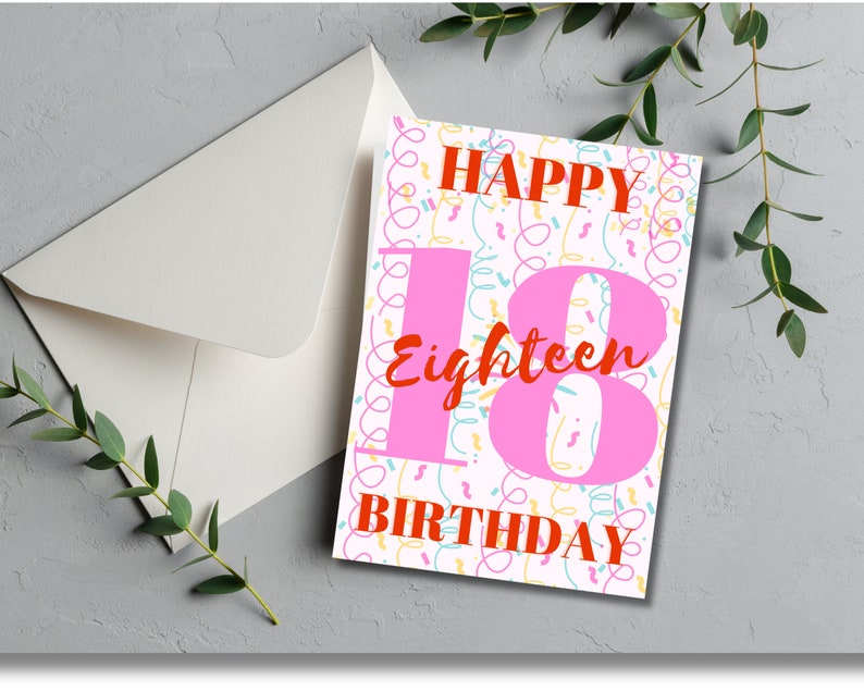Printable 18th Birthday Card: Pink Streamers (digital Download) - Etsy