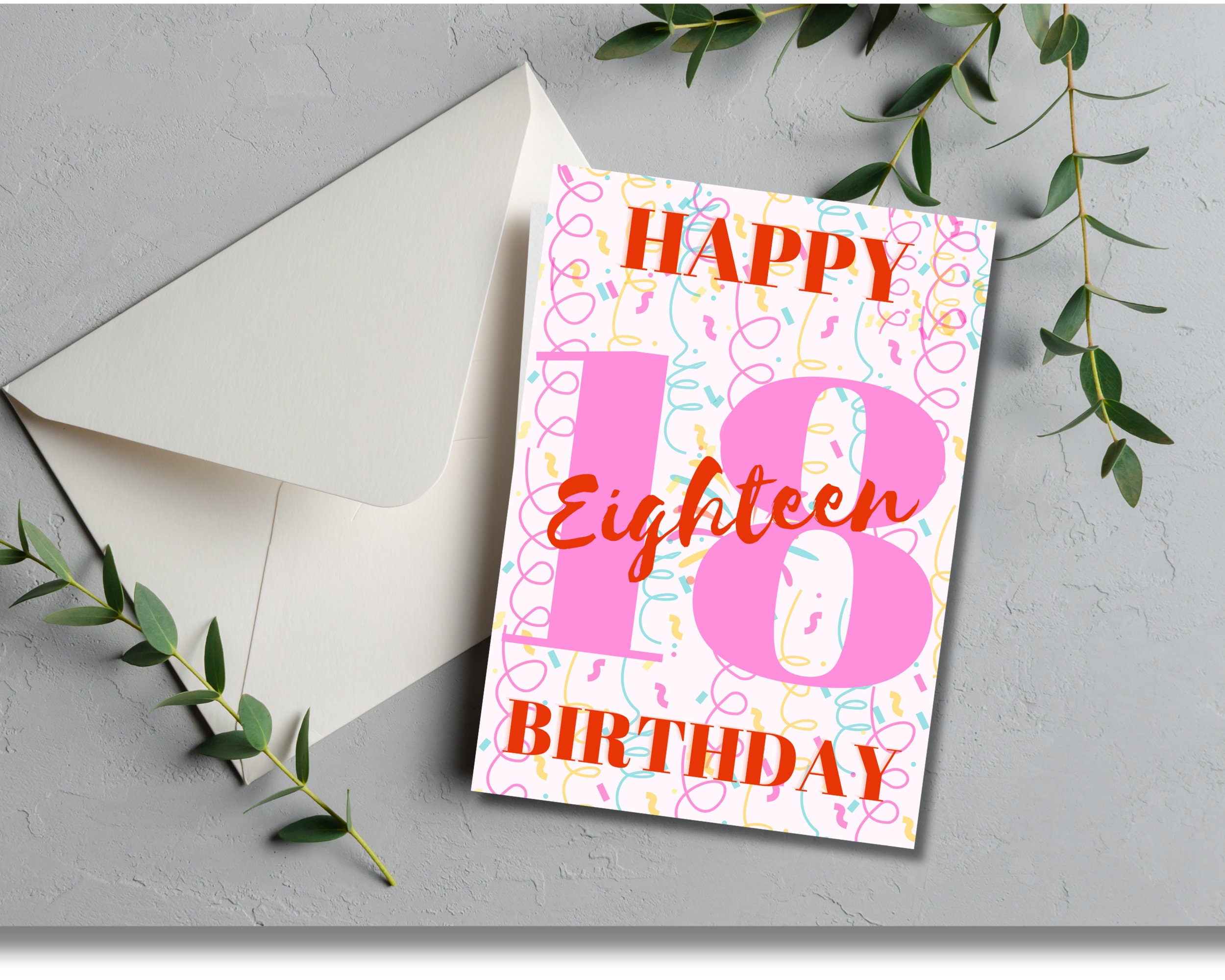 Printable 18th Birthday Card, Birthday Greeting Card, Download 18th ...