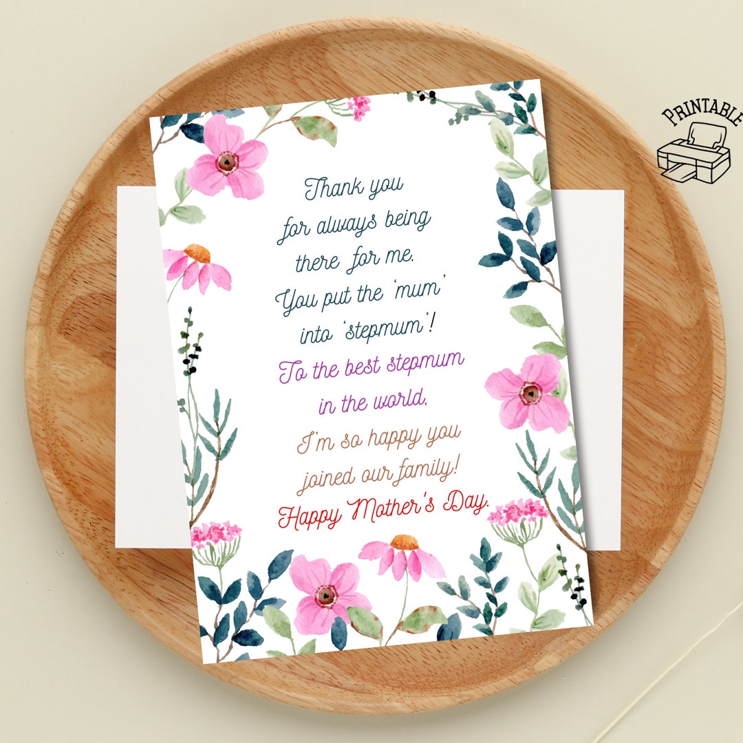 Step Mom Mothers Day Card Stepmother Card for Mothers Day Wildflowers ...
