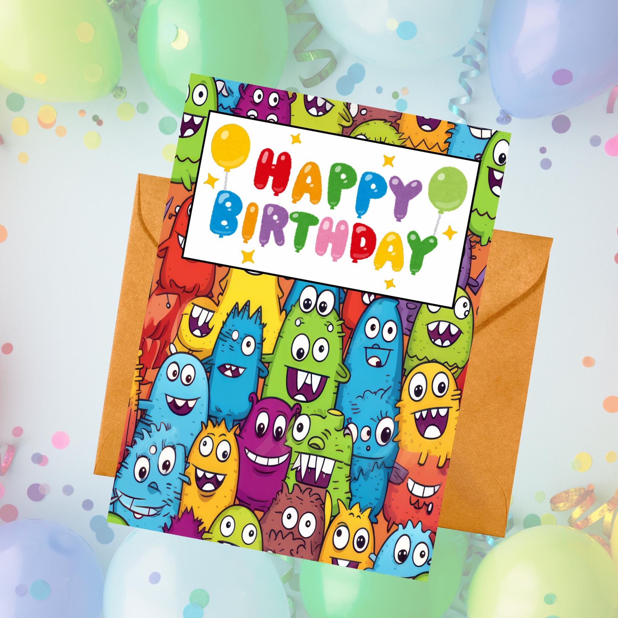 Happy Monster Birthday Printable Card Monster Birthday Card Happy ...