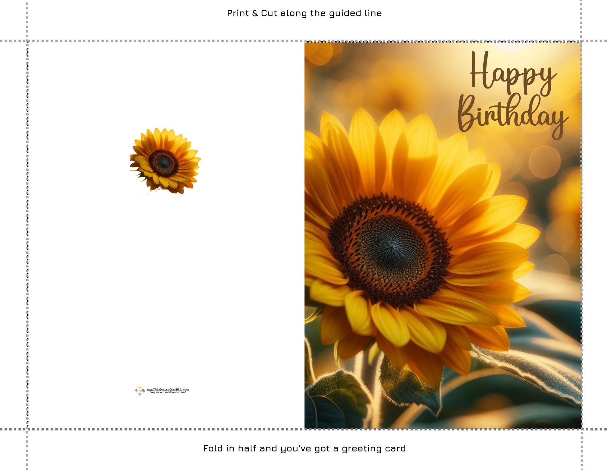 Printable Happy Birthday Sunflower, Birthday Sunflowers, Sunflower ...