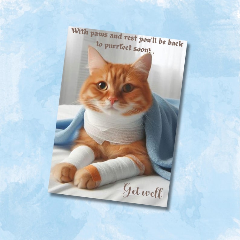 Printable Get Well Soon Card Kitty Cat Get Well Card Cute Get Well Card ...