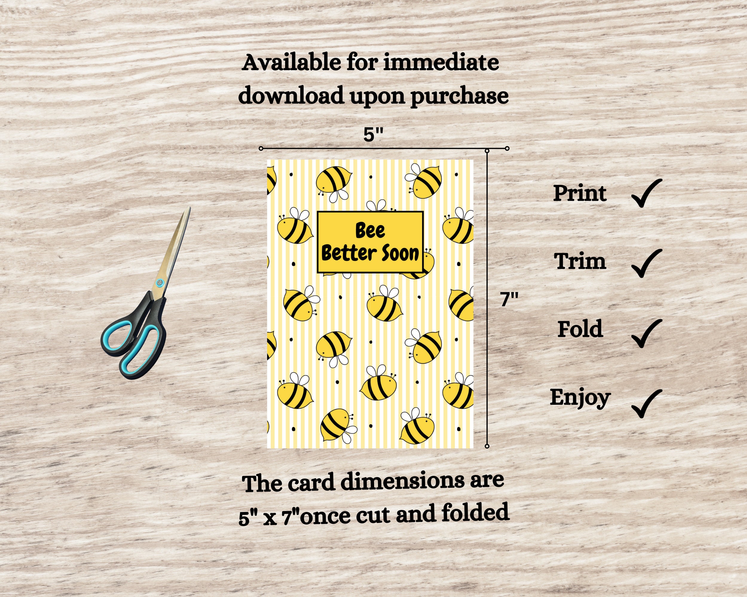 Printable Get Well Card Bee Better Soon Bees Wishes Speedy Recovery ...