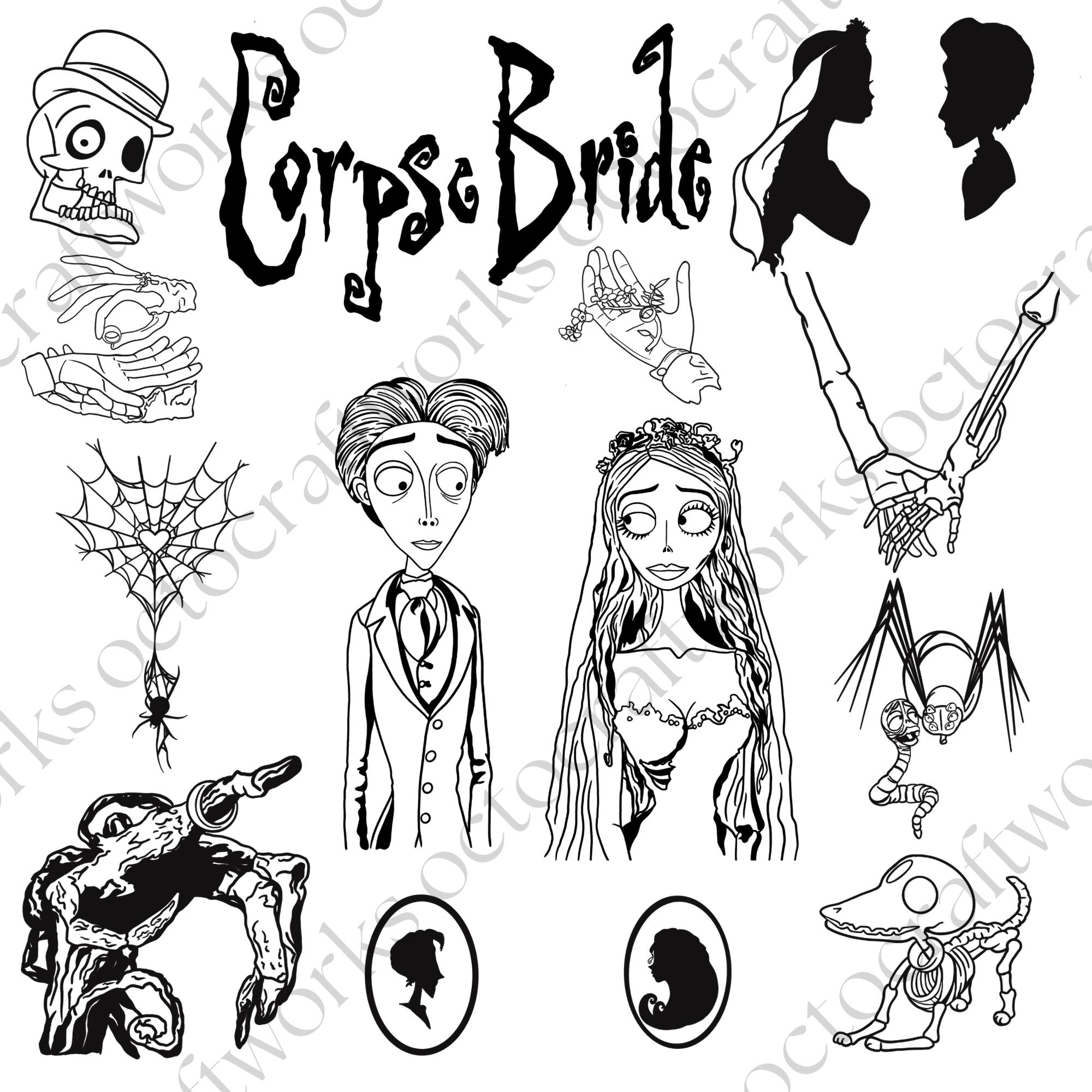Corpse Bride Bundle Svg, Emily and Victor, Cricut Files, Svg,png ...