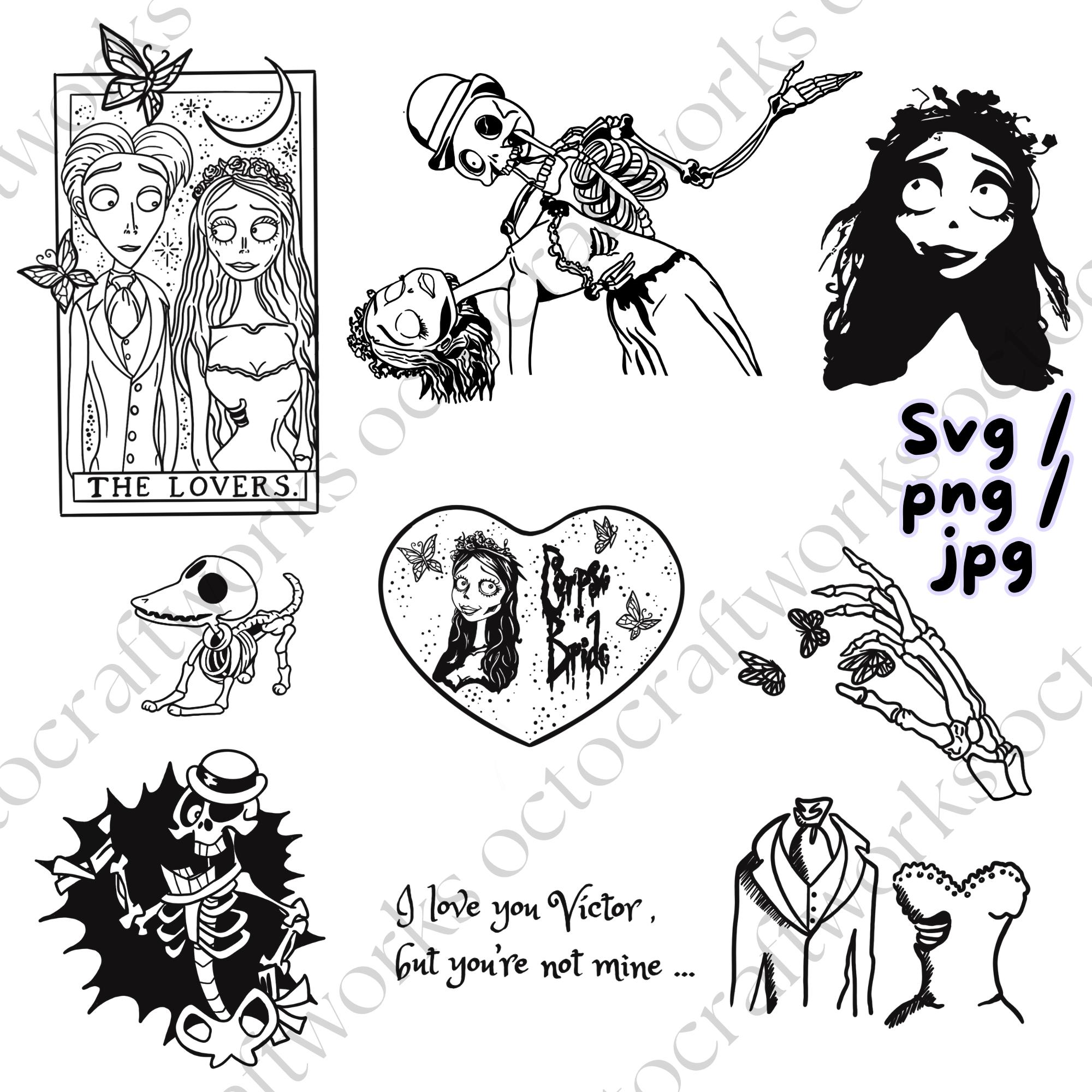 Corpse Bride Bundle Svg, Emily and Victor, Cricut Files, Svg,png ...