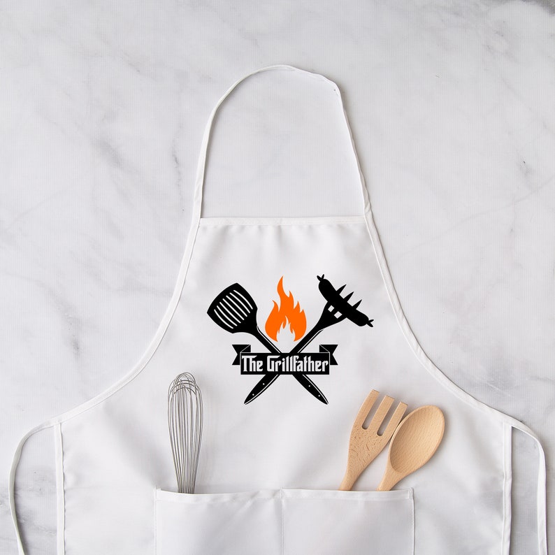 The Grillfather Apron, Funny Barbecue Saying, BBQ Griller Apron, Chef ...
