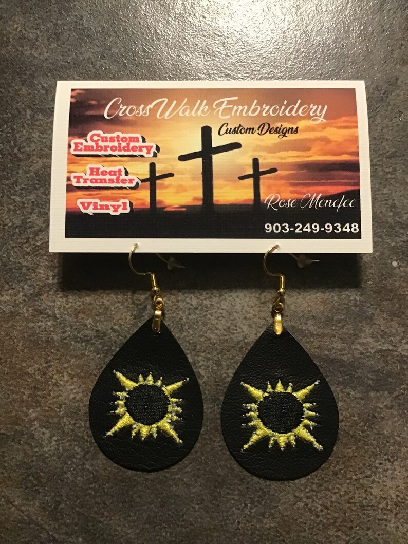 Embroidered Solar Eclipse Earrings - Etsy