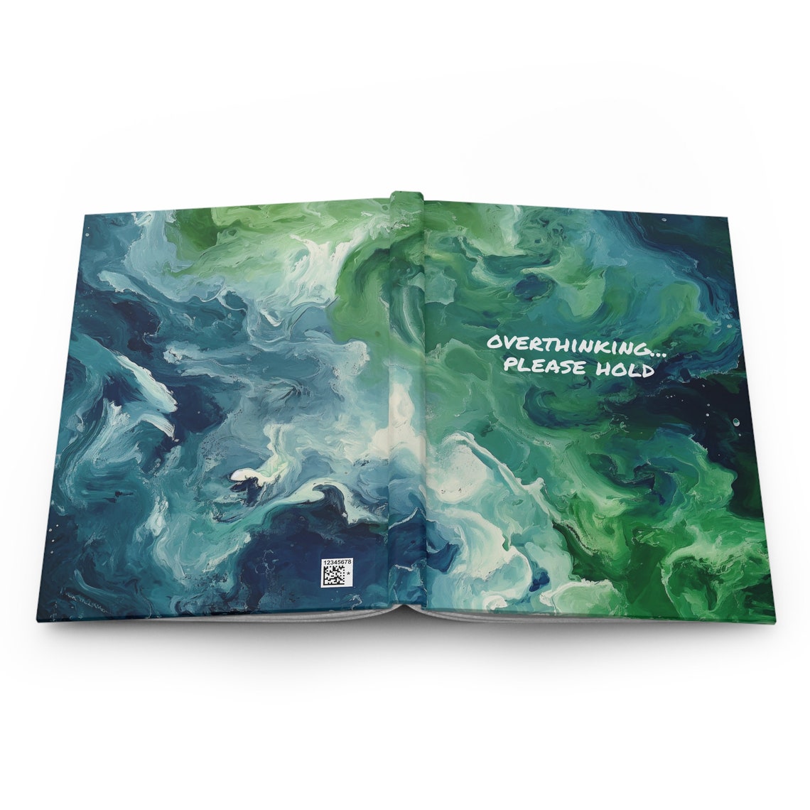 Overthinking Please Hold Blue Green Watercolor/hardcover Journal Matte ...
