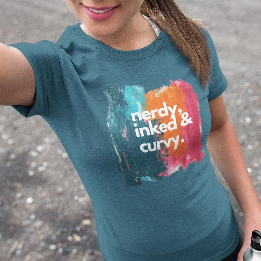 Nerdy Inked & Curvy Unisex Garment-dyed T-shirt, Gift for Nerd, Gift ...