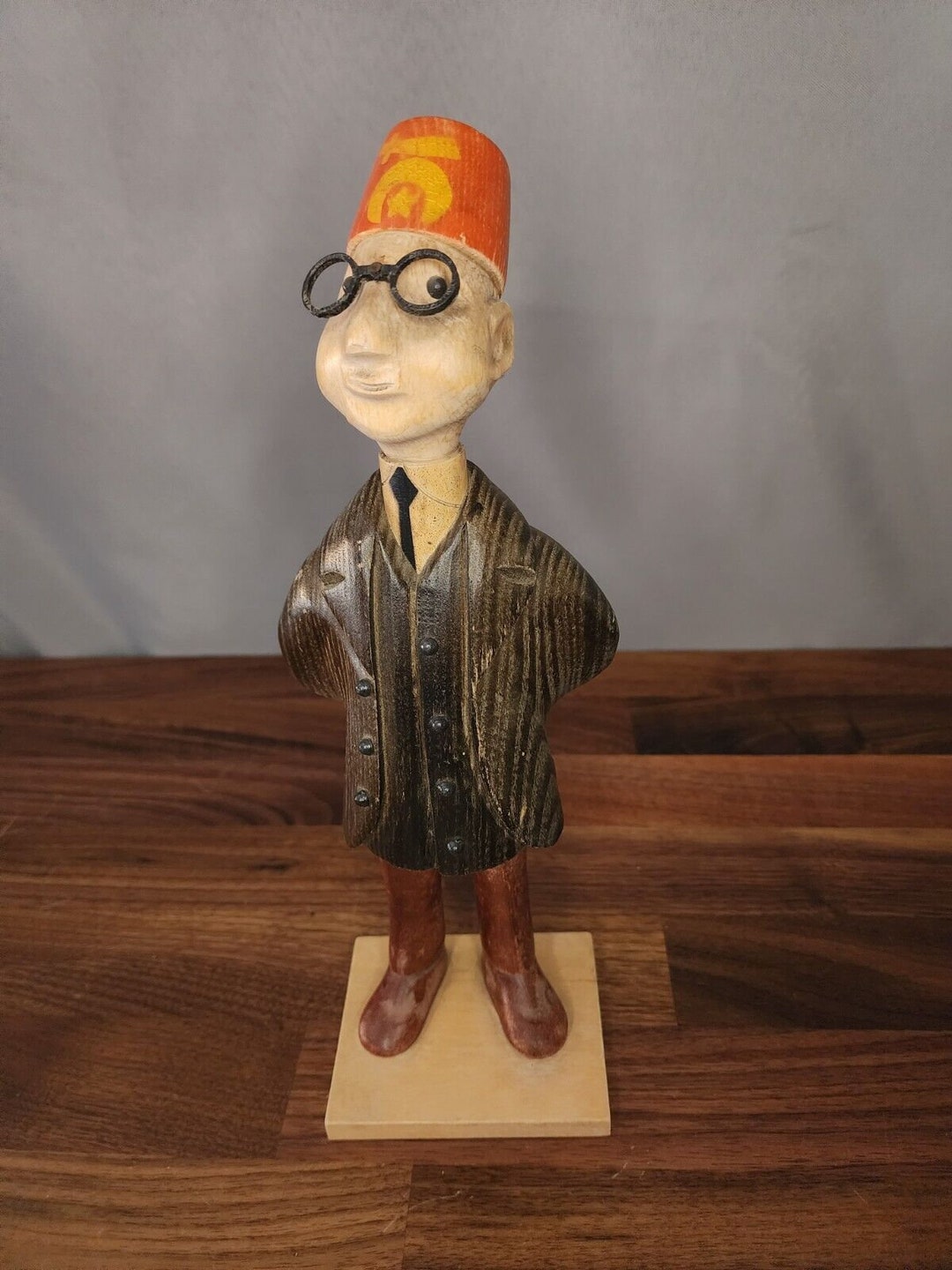 Vintage Shriner Man Wood Hand Carved Italian ANRI Statue Figurine Romer ...