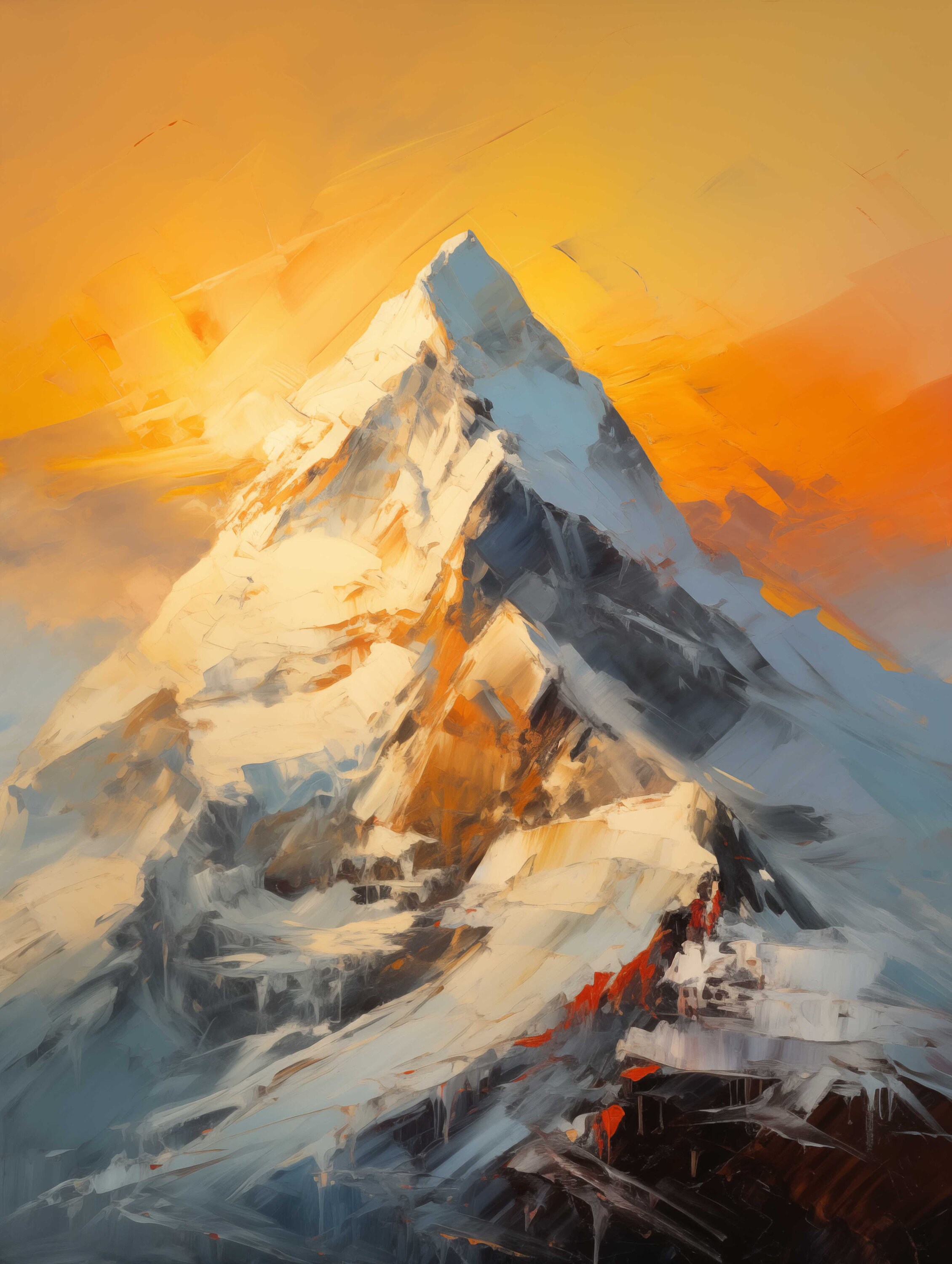 Printable Art: Mount Everest in Nepal - Abstract Oil Painting (v2) - Etsy