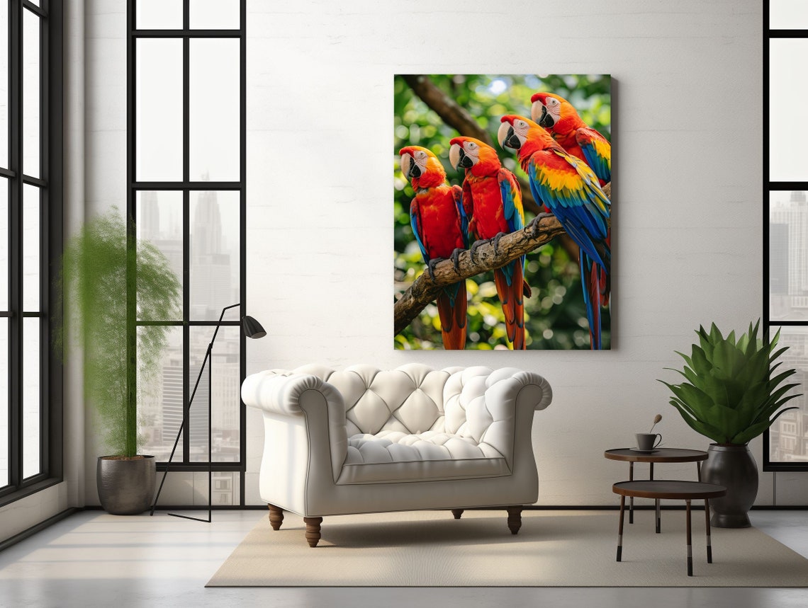 Printable Art: Parrot / Scarlet Macaw Group in Tree v3 - Etsy