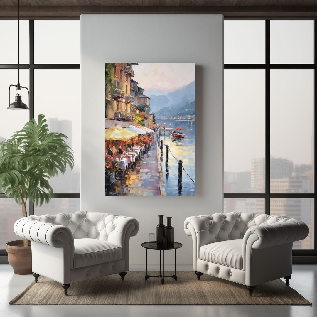 Printable Art: Bellagio, Italy - Abstract Oil Painting - Morning (4) - Etsy