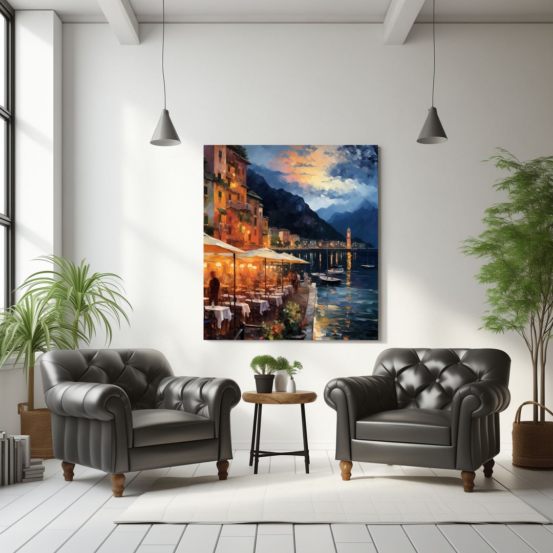 Printable Art: Bellagio, Italy - Abstract Oil Painting - Evening (4) - Etsy